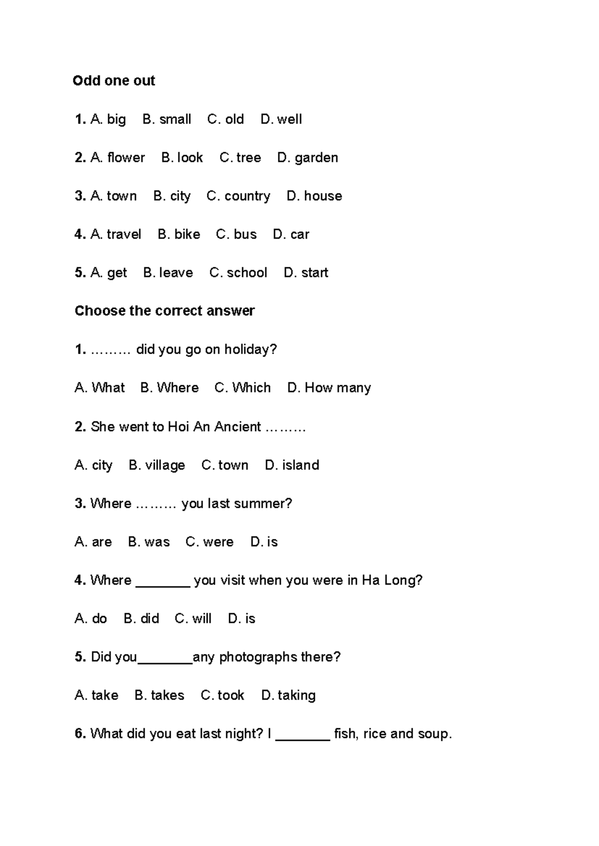 TEST B1 - ABCDEFGHIJK: Odd One Out & Grammar Exercises - Studocu