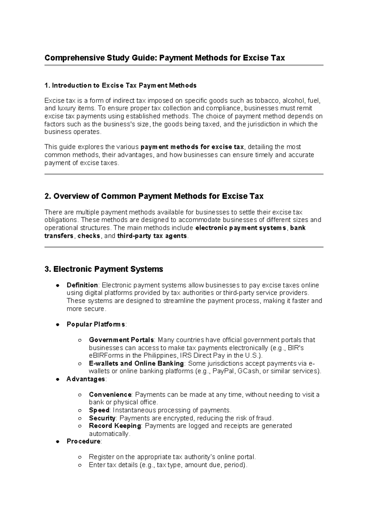 Excise Tax Payment Methods: A Comprehensive Study Guide - Studocu