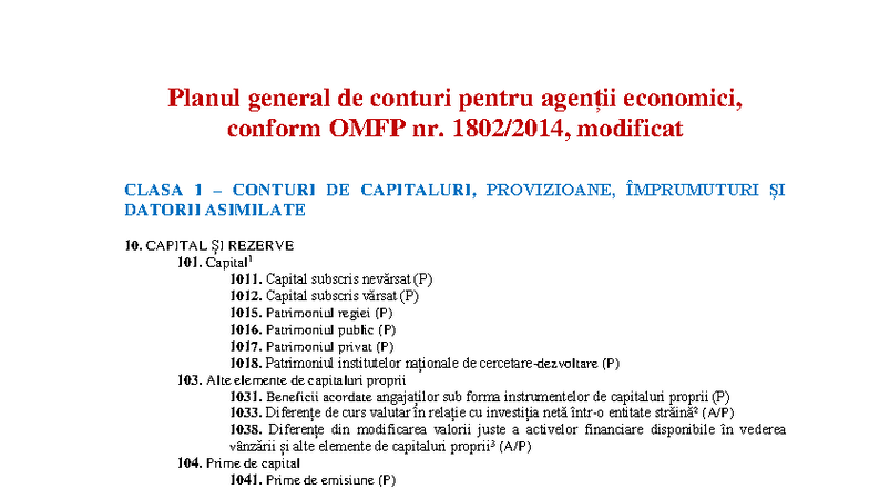 Plan de conturi pentru agenții economici - OMFP nr. modificat 2025 ...