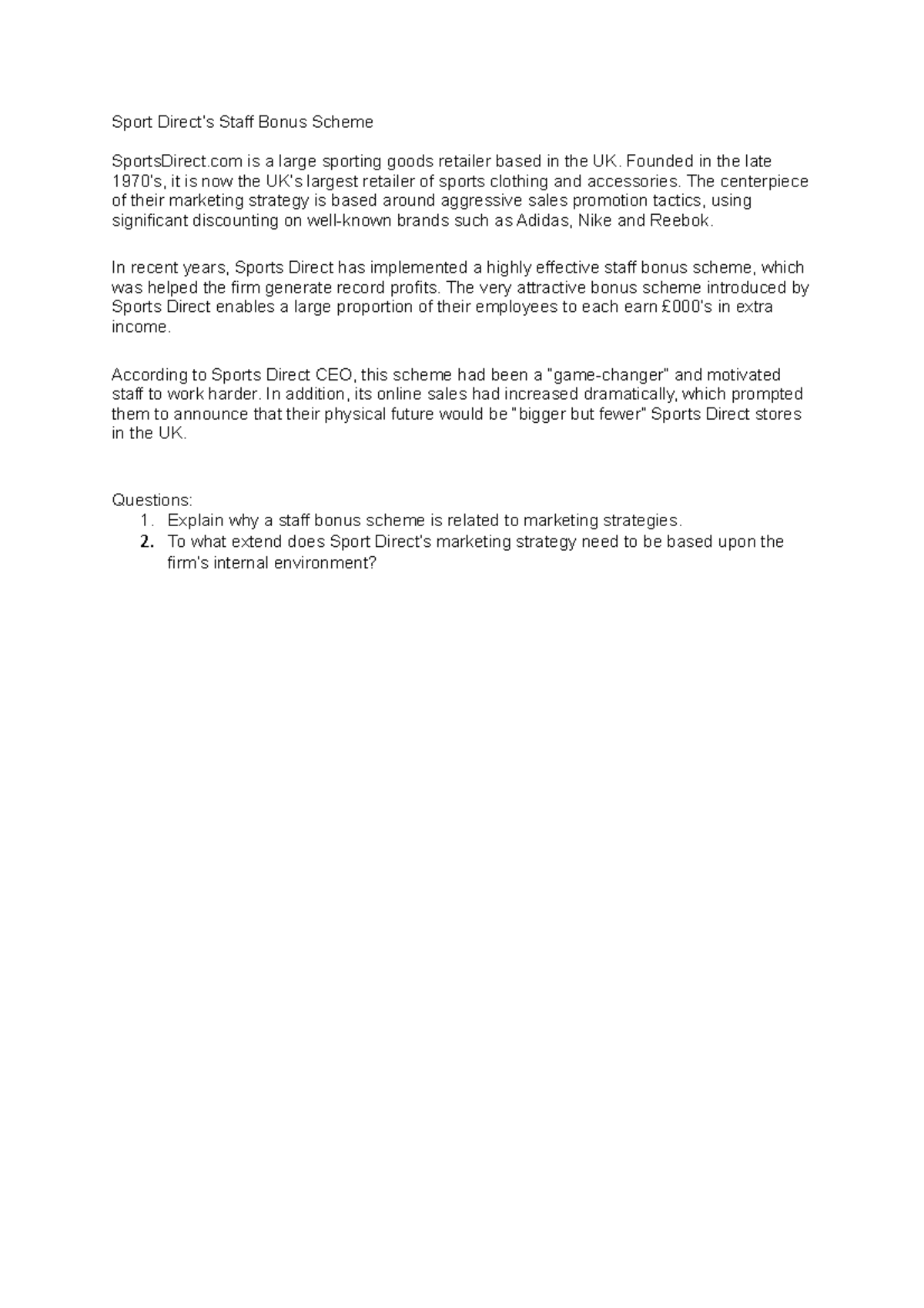 Case Study: Sports Direct Staff Bonus Scheme Overview and Insights ...