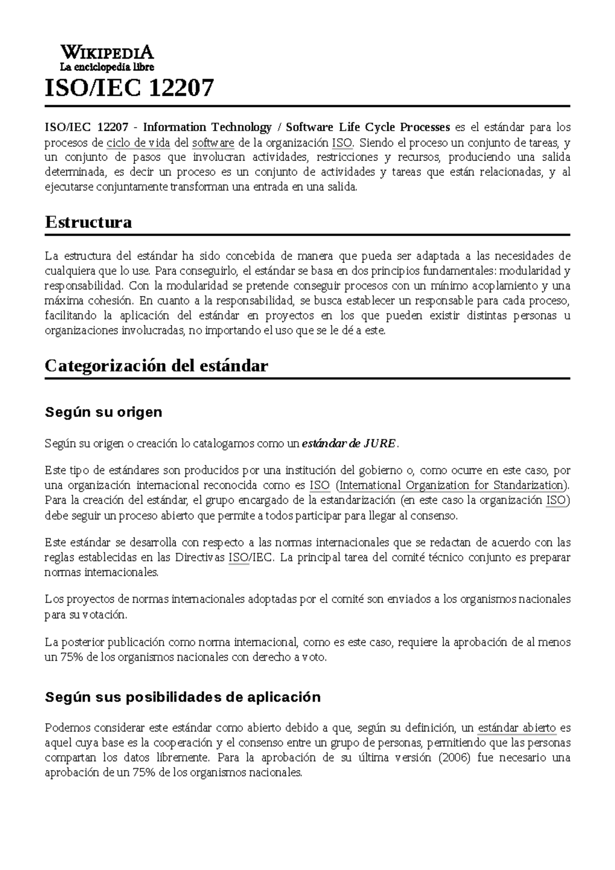 ISO/IEC 12207: Estándar Internacional del Ciclo de Vida del Software ...