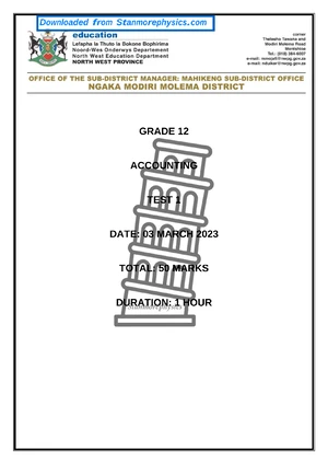 Grade 12 Accounting T1 2025 Revision Activity Guide ENG - Studocu
