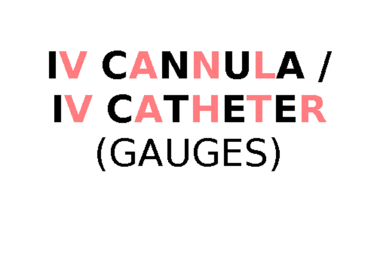 3x5 index card size Lab values - IV CANNULA / IV CATHETER (GAUGES) LAB ...