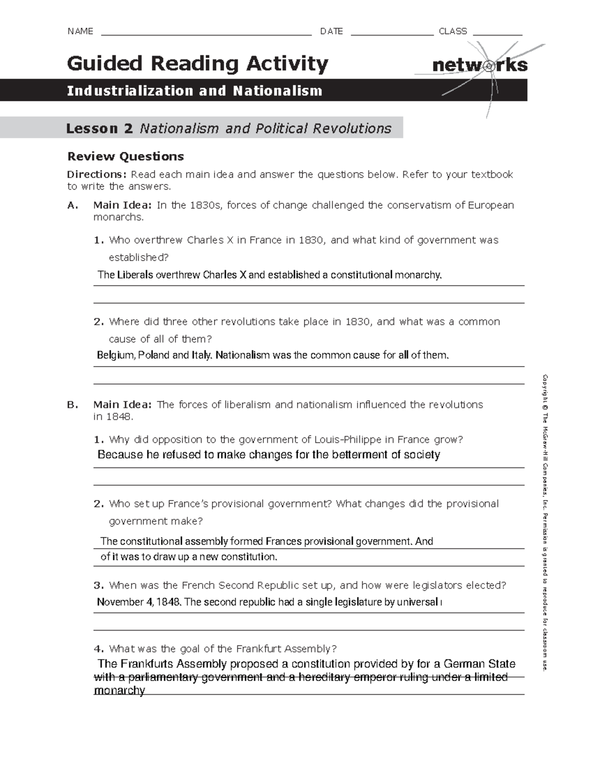 Nationalism and political revolutions review questions (netw rks) - Studocu