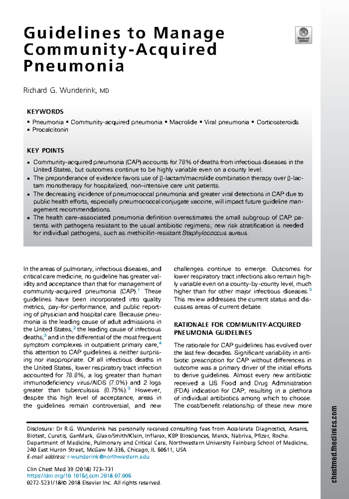 Guidelines for Managing Community-Acquired Pneumonia (CAP) - Studocu