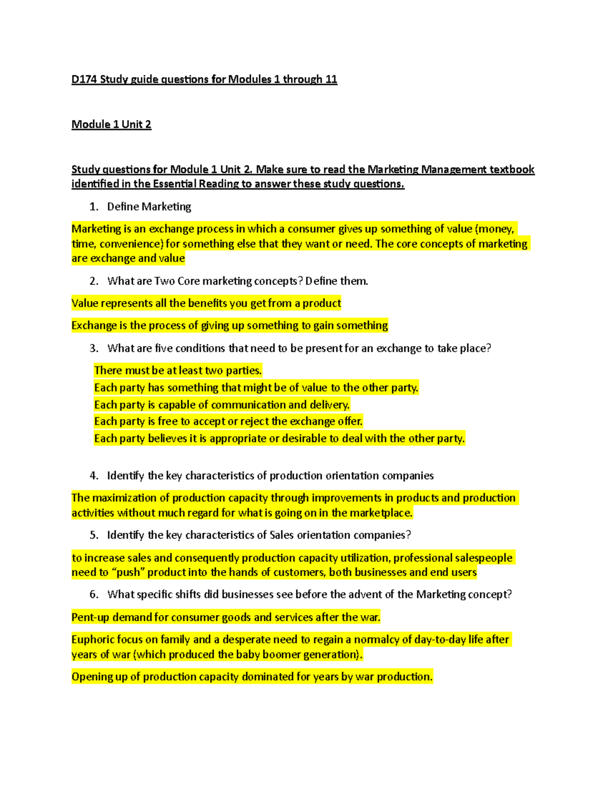 D174 Study Guide: Questions & Answers for Modules 1-11 - Studocu