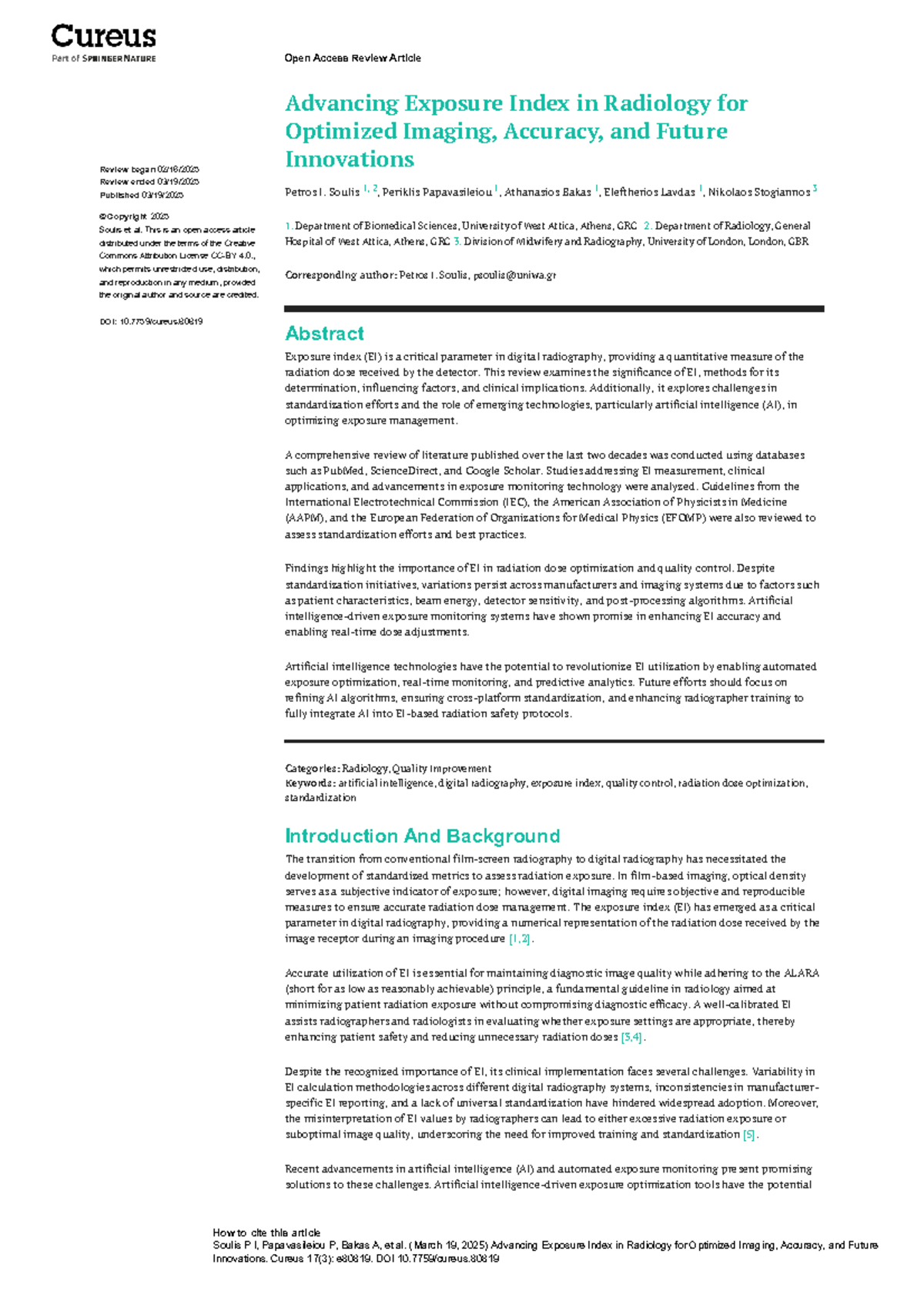Advancing Exposure Index in Radiology: Optimizing Imaging & AI ...