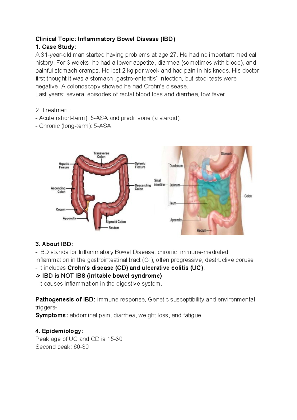 Clinical Case Study: Inflammatory Bowel Disease (IBD) Overview - Studocu
