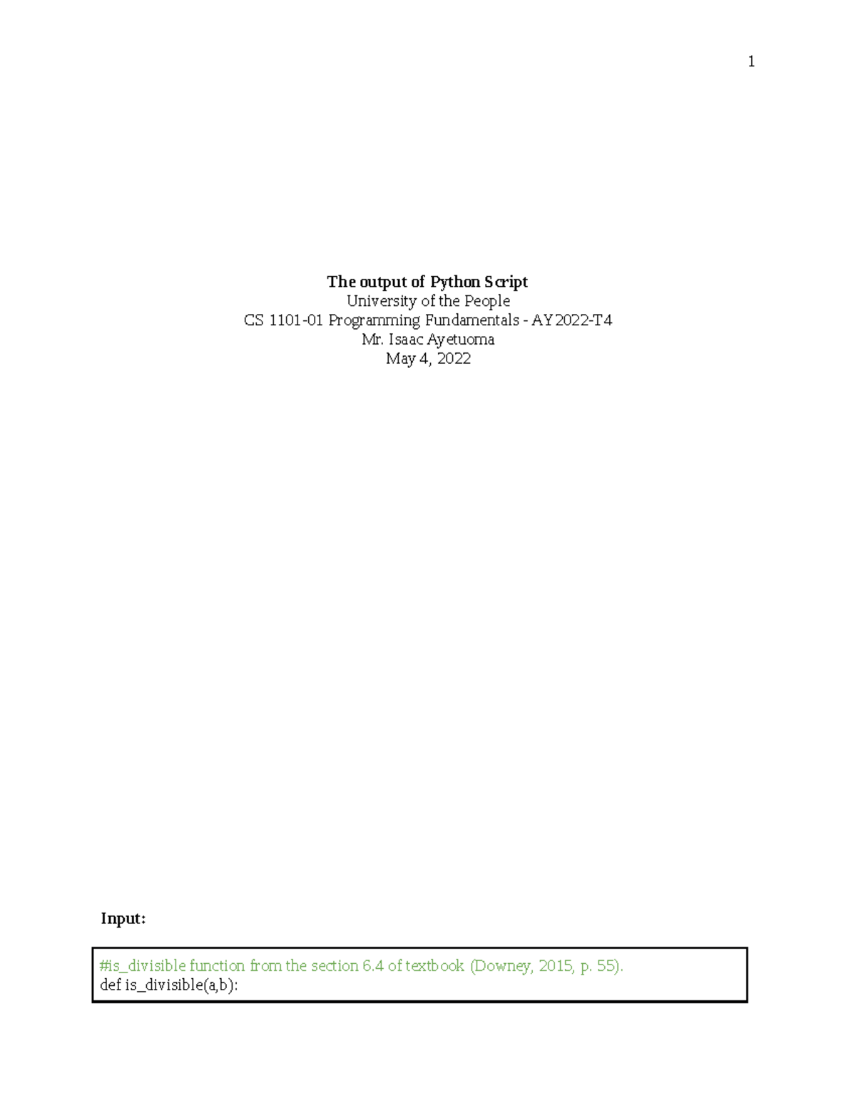 CS1101 Programming Assignment: Python Functions Overview - Studocu