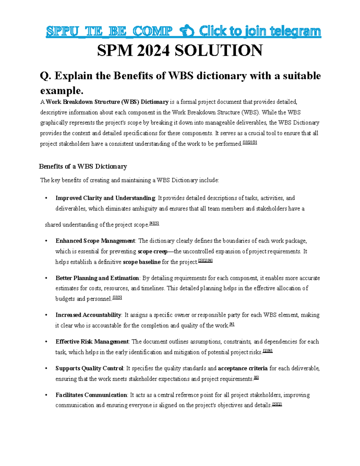 SPPU_TE_BE_COMP SPM 2024 WBS Dictionary & Project Planning Insights ...