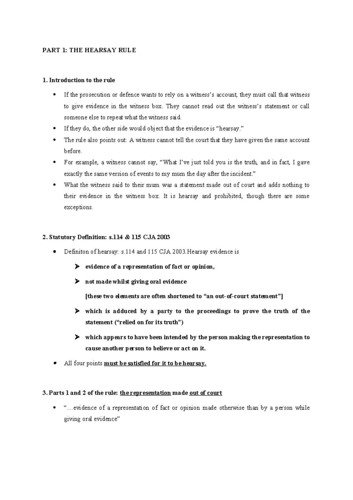 Evidence SGS 5 - Understanding the Hearsay Rule and Exceptions - Studocu