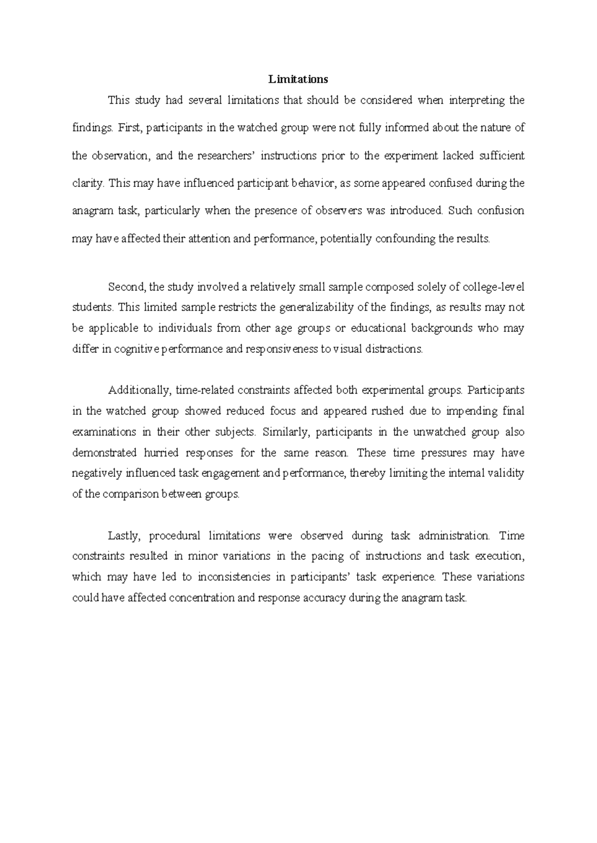 Limitations of the Study: Key Considerations and Recommendations - Studocu