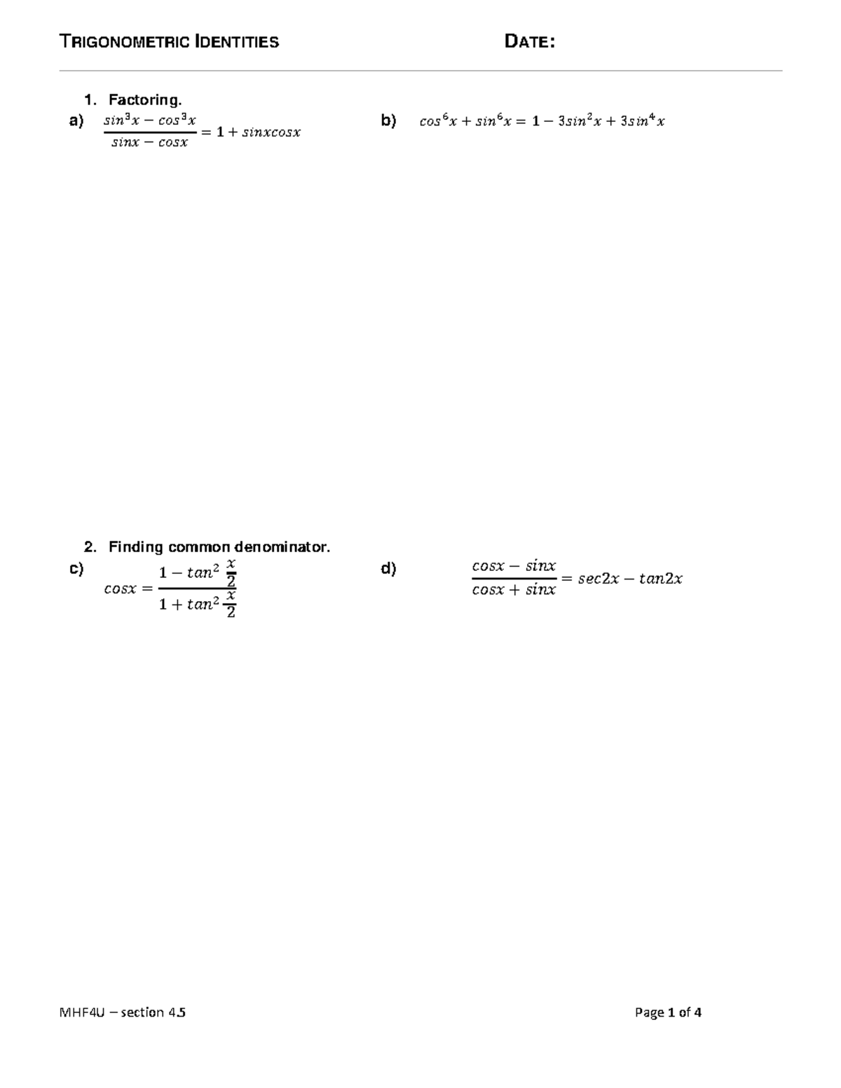 Unit-4 Activity-5 4.5 Proving Trig. Identities Lesson - TRIGONOMETRIC ...