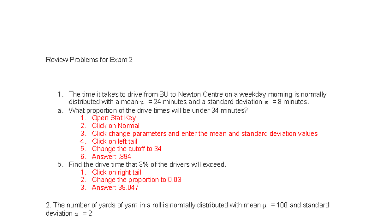BA 221 Exam 2 Review: Normal Distribution Problems Explained - Studocu