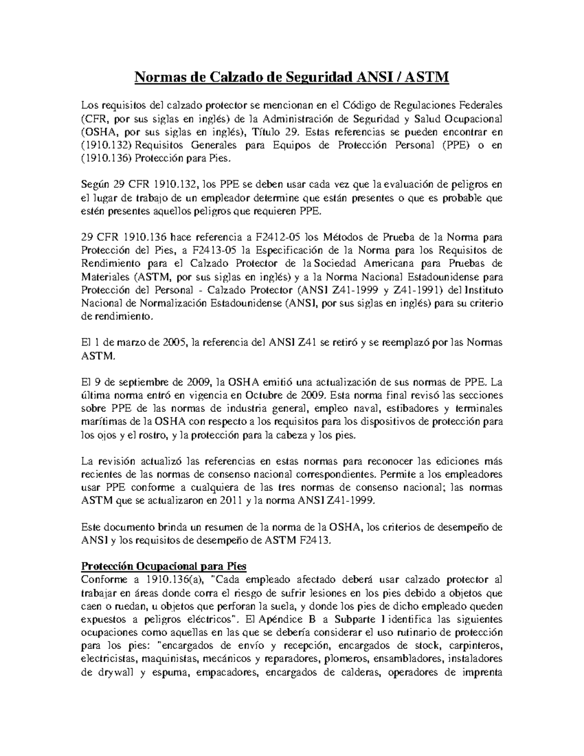 Normas de Calzado de Seguridad ANSI Z41 y ASTM F2413: Requisitos y ...
