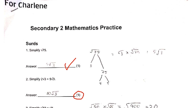 Math Practice Paper - Learn Maths - For Charlene Secondary 2 ...
