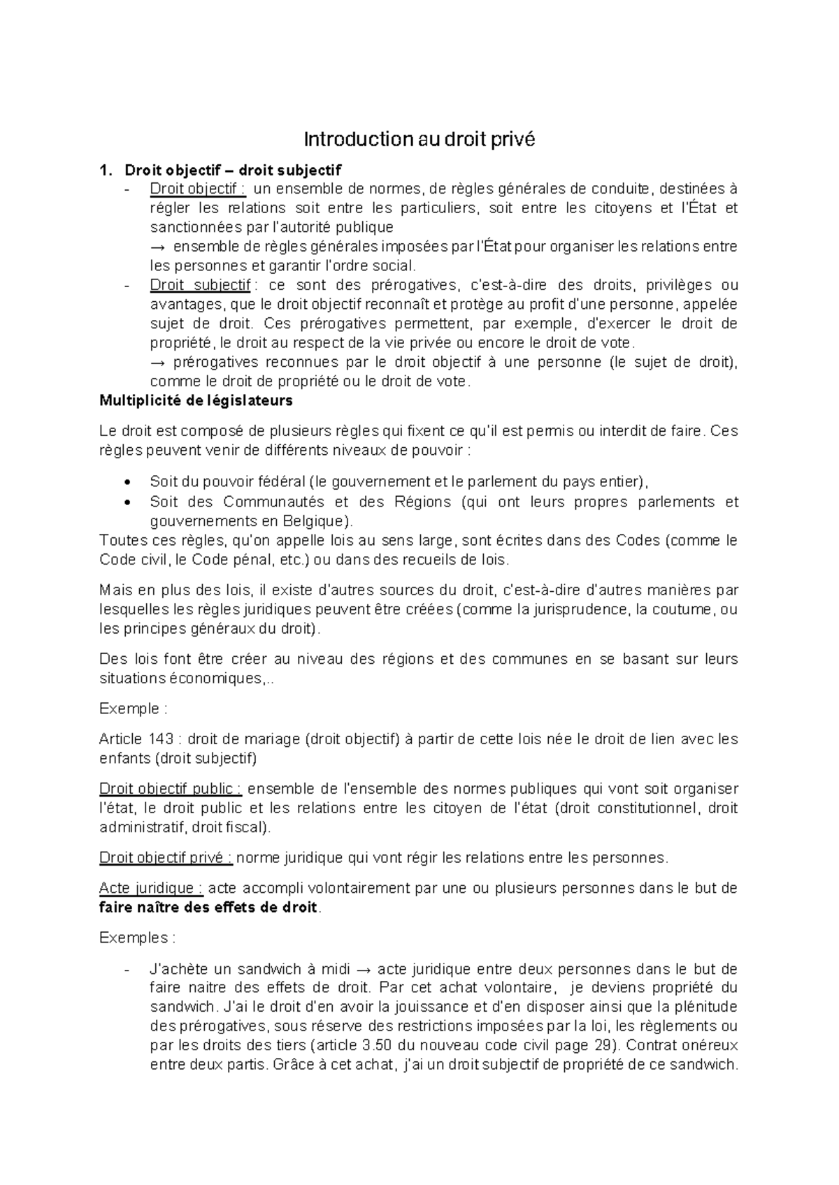 Introduction au Droit Privé 1 : Normes, Droits et Évolutions - Studocu