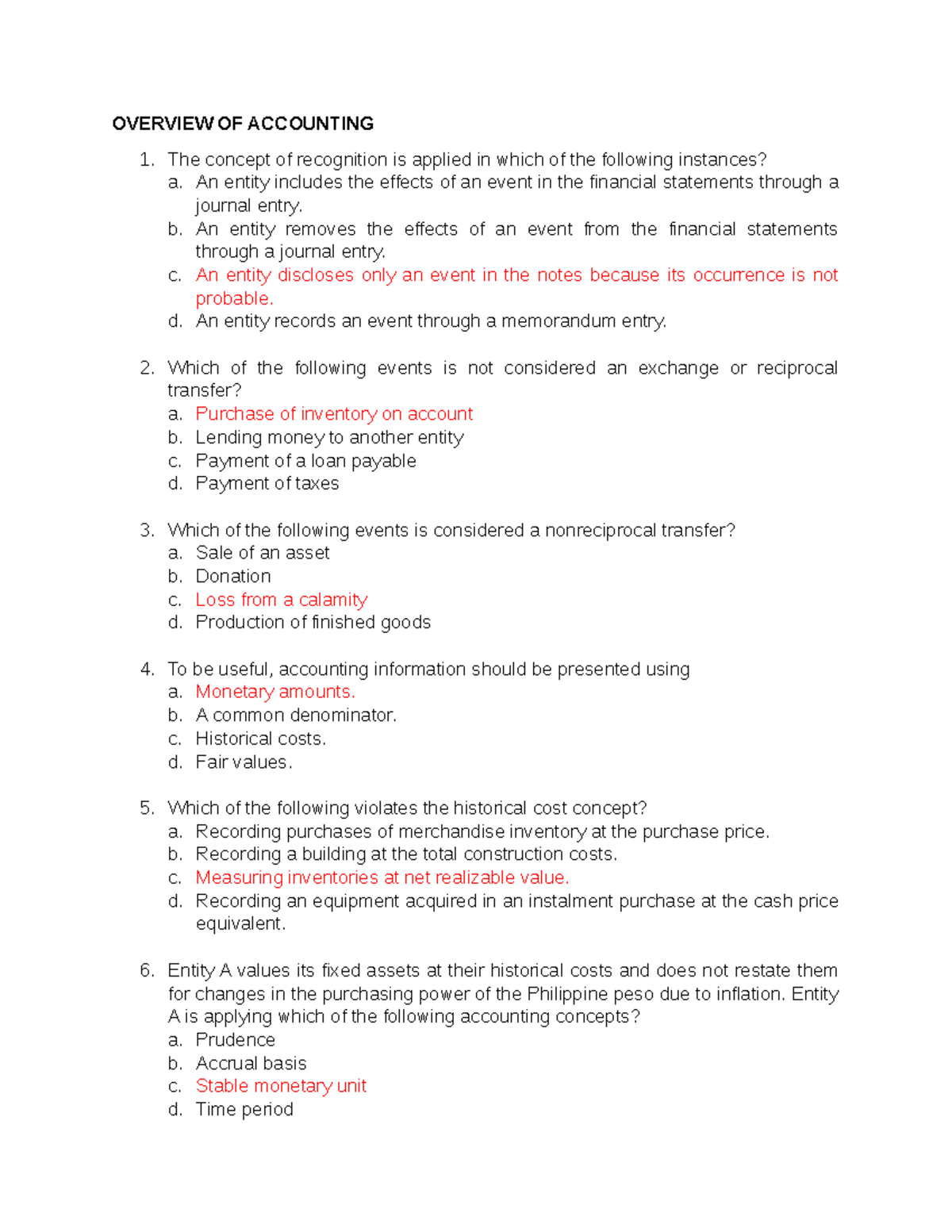 516538725 MCQs on Accounting Concepts with Answers - Studocu