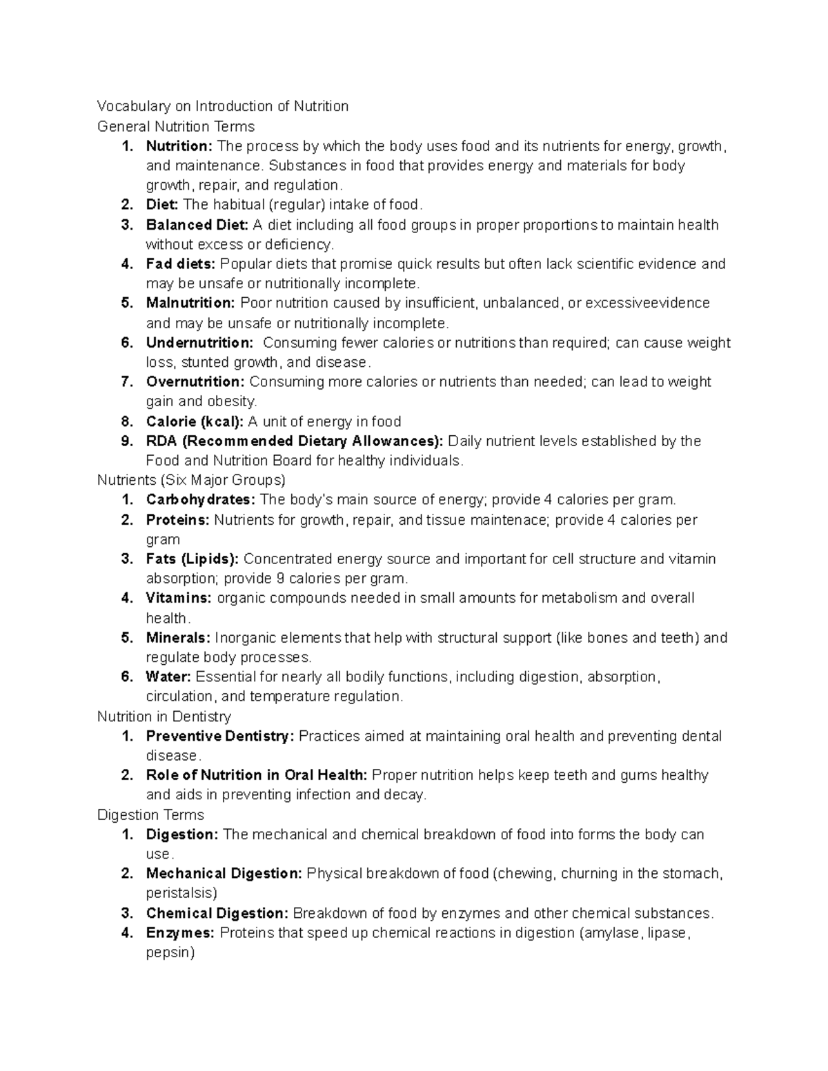 Introduction to Nutrition: Key Concepts & Terms (NUTR 101) - Studocu