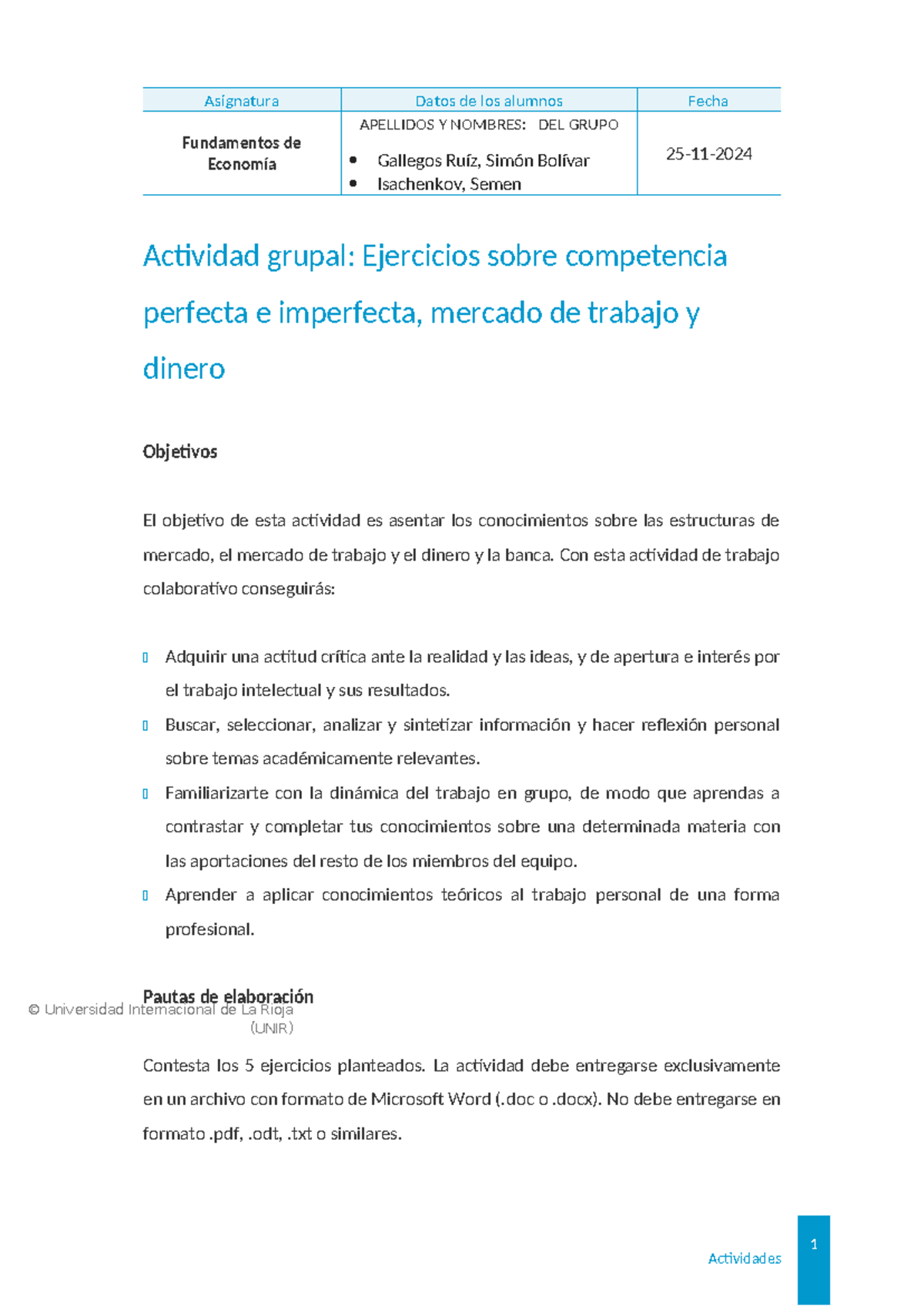 Ejercicios sobre Competencia Perfecta e Imperfecta - Fundamentos de ...