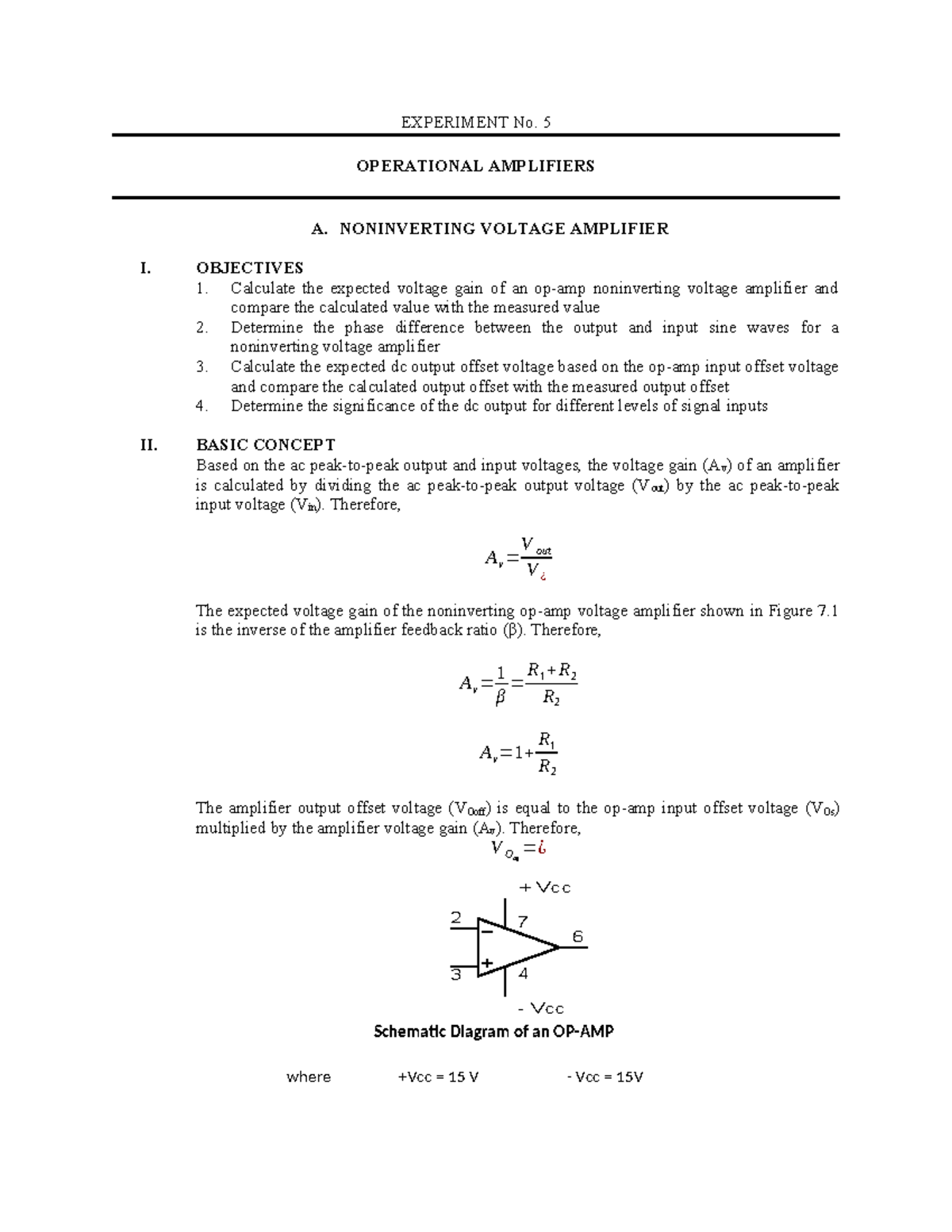 E6 Noninverting and Inverting Op-Amp Amplifiers Experiment - Studocu