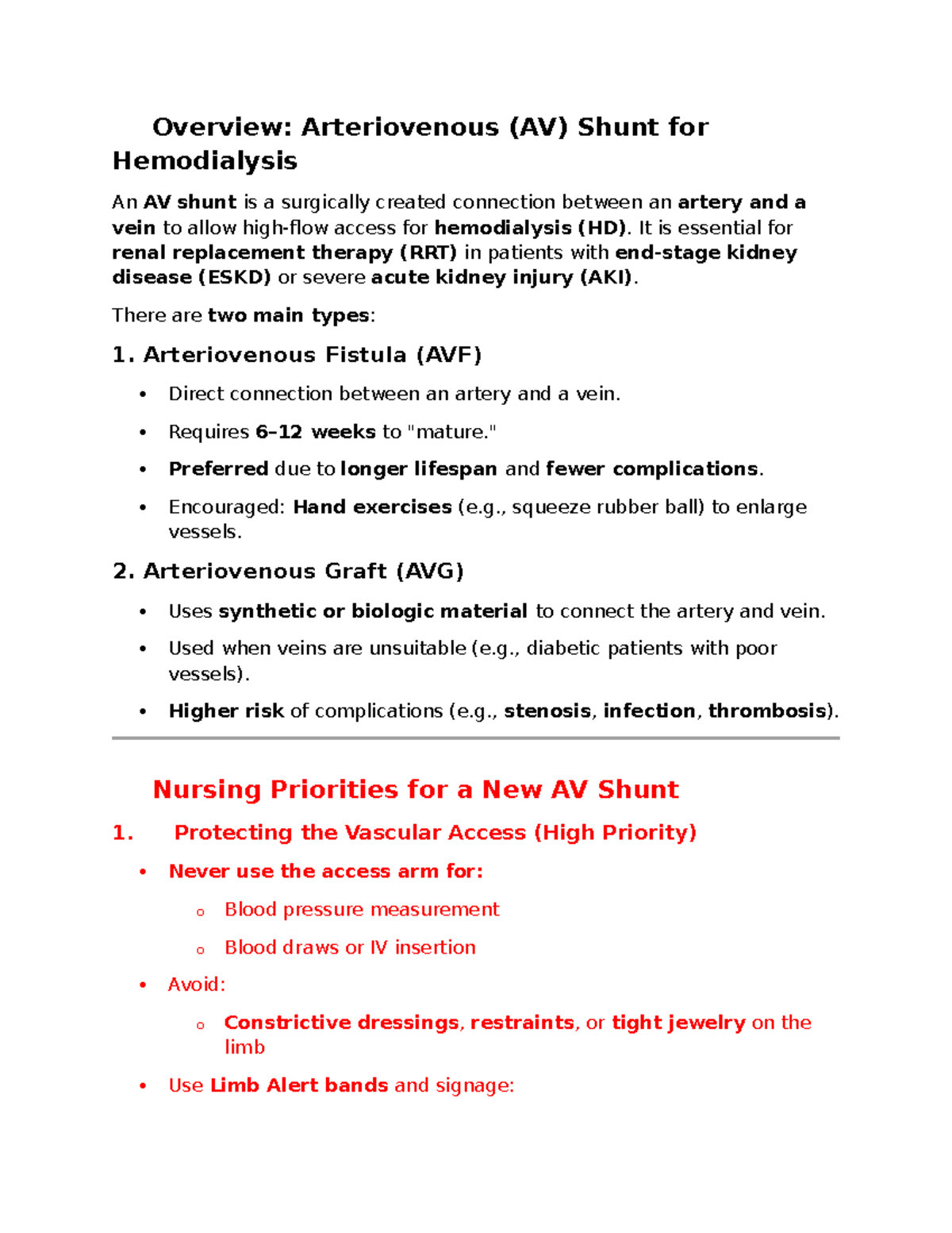 Overview of Arteriovenous (AV) Shunt for Hemodialysis: Key Lecture ...