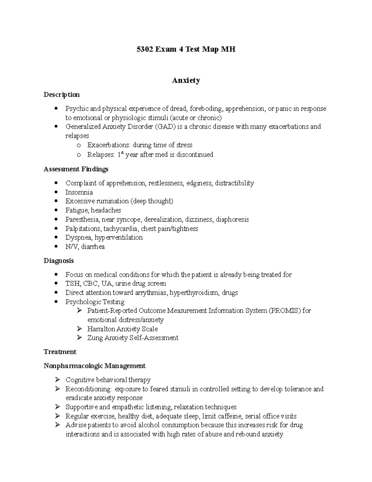 5302 Test 4 Exam Map MH - Summary Health Assessment - 5302 Exam 4 Test ...