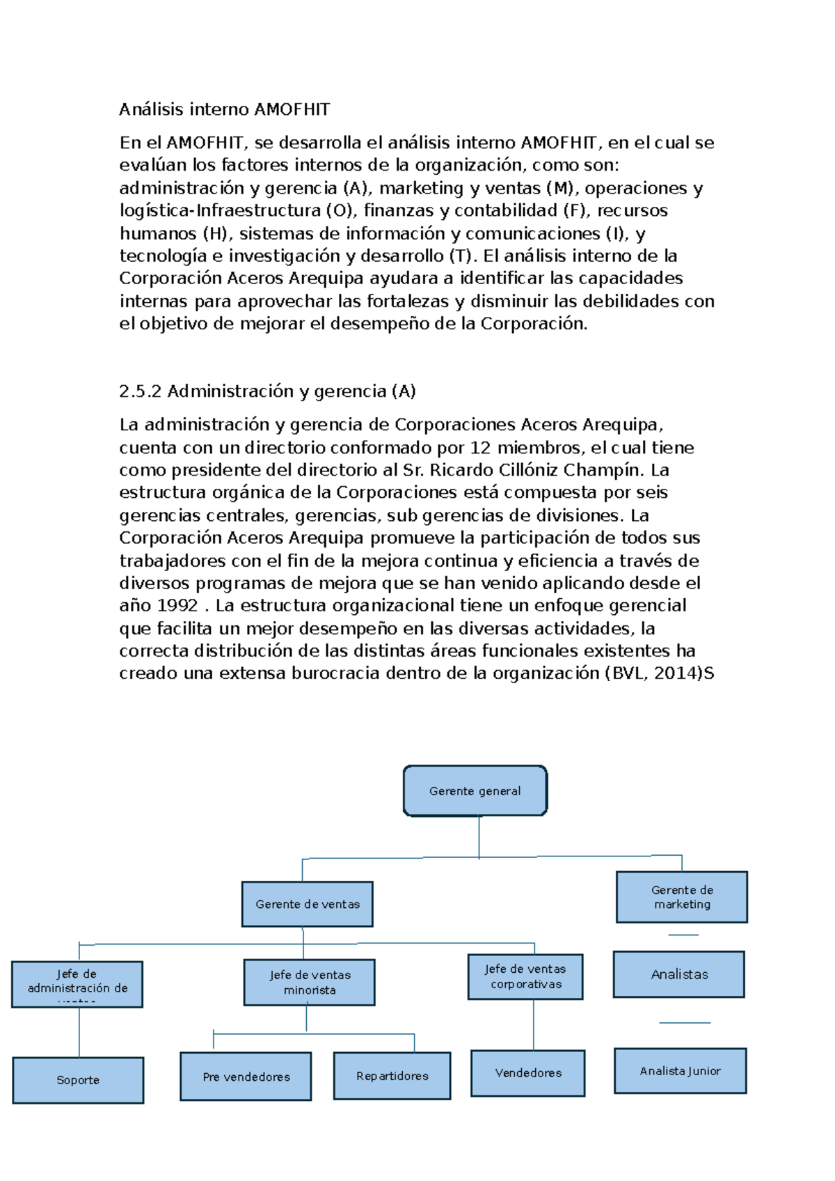 Análisis Interno AMOFHIT de la Corporación Aceros Arequipa - Studocu