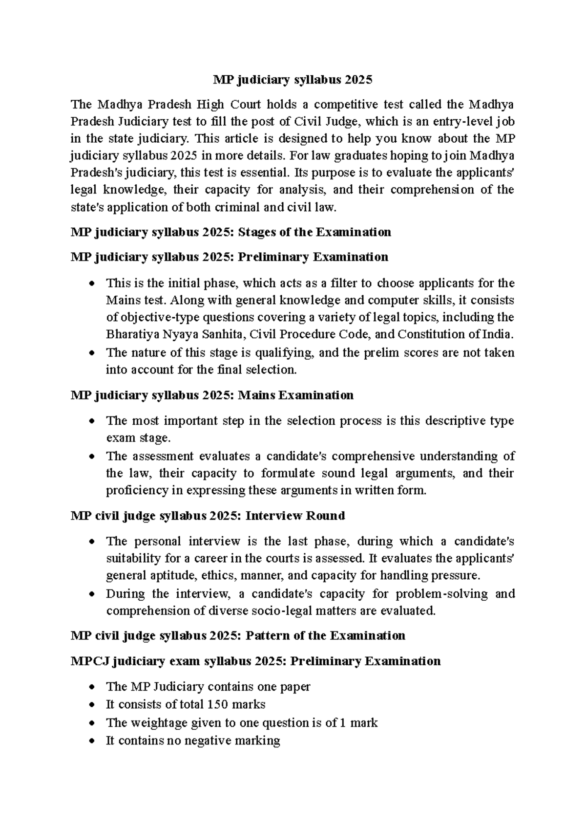 MP Judiciary Exam Syllabus 2025: Comprehensive Guide for Aspirants ...
