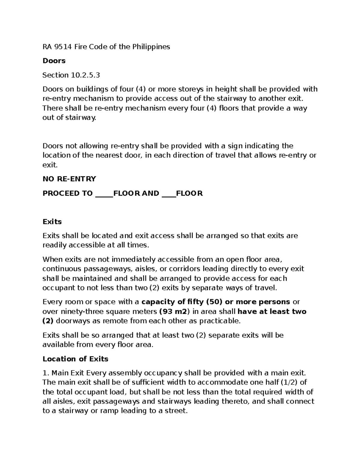 RA9514 - Fire Code Compliance Summary for BS Architecture Students ...