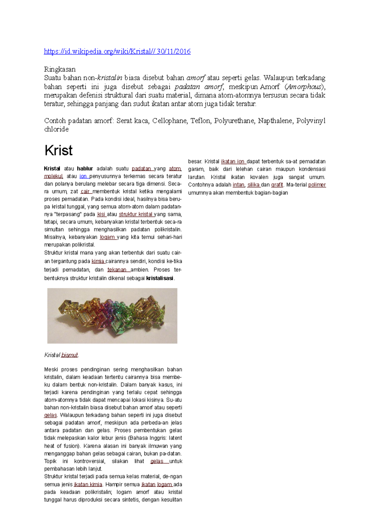 Studi Mengenai Bahan Amorf dan Kristal: Struktur dan Contoh - Studocu