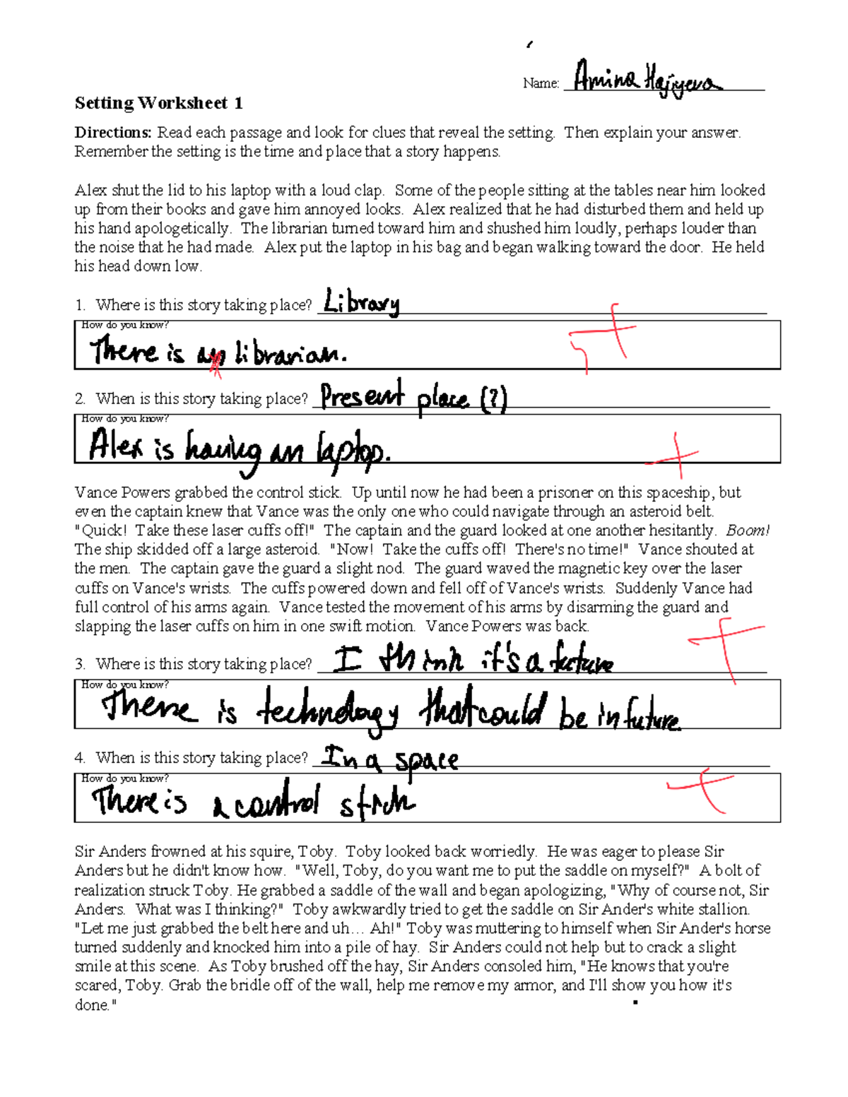 Setting Worksheet 01 - Clue Identification and Explanation - Studocu