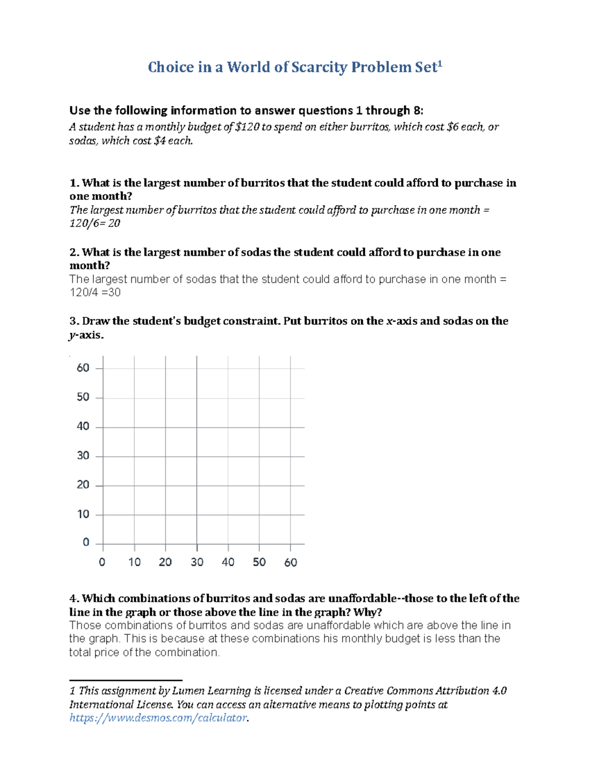 Course Code: ECN101 - Assignment Problem Set on Scarcity and Choice ...