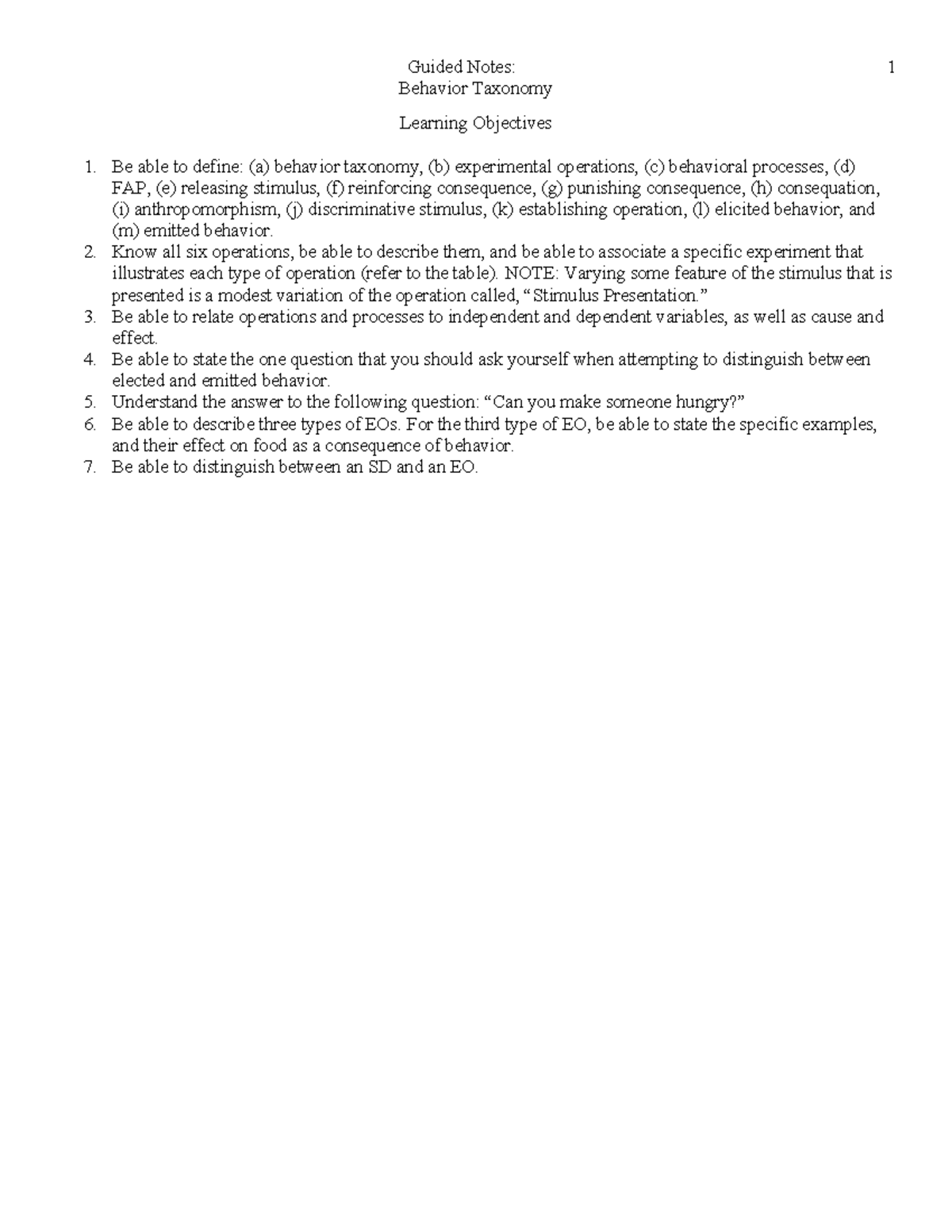 2-Behavior Taxonomy Guided Notes: Key Concepts and Definitions - Studocu