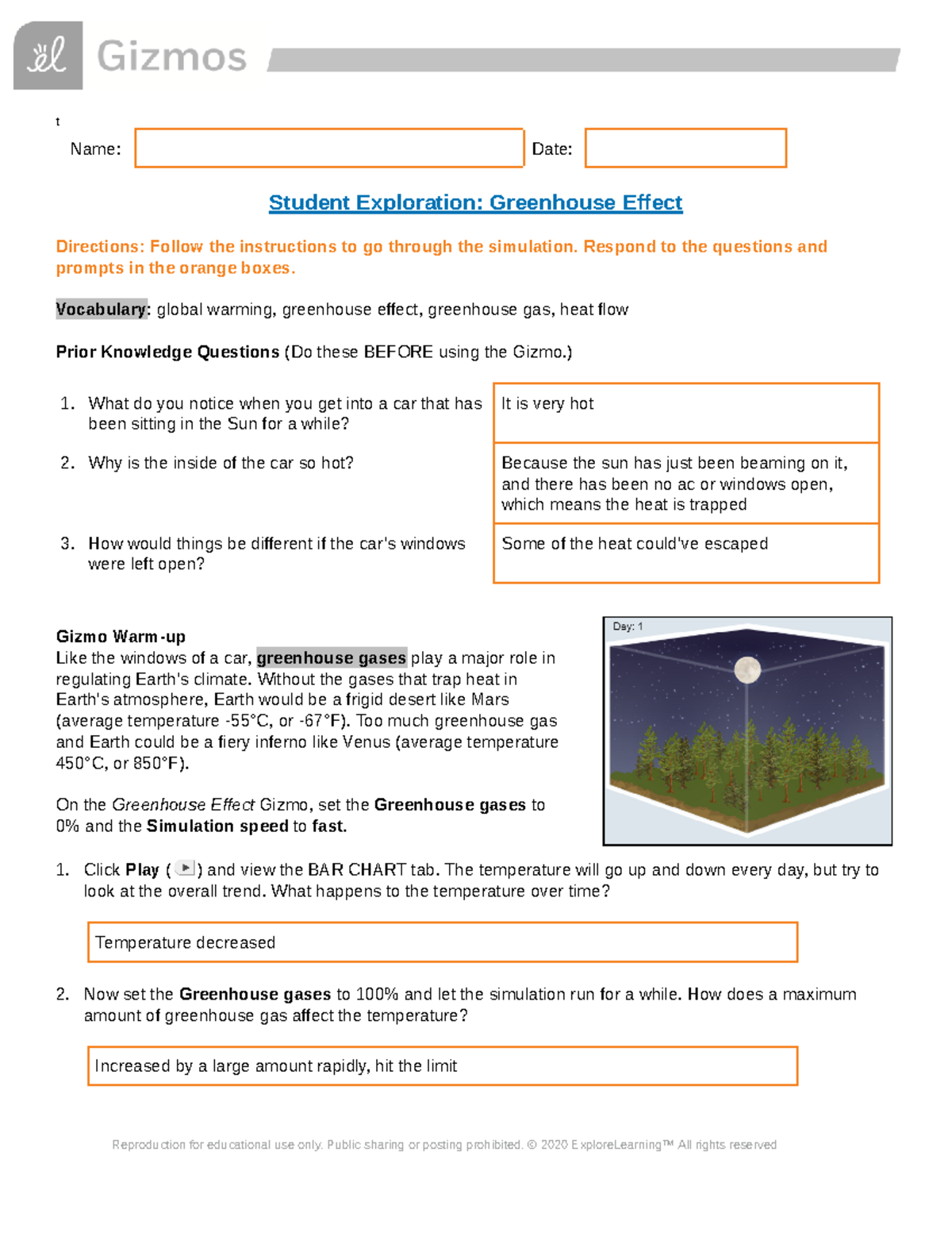 Greenhouse Effect Exploration: Gizmo Simulation Guide - Studocu