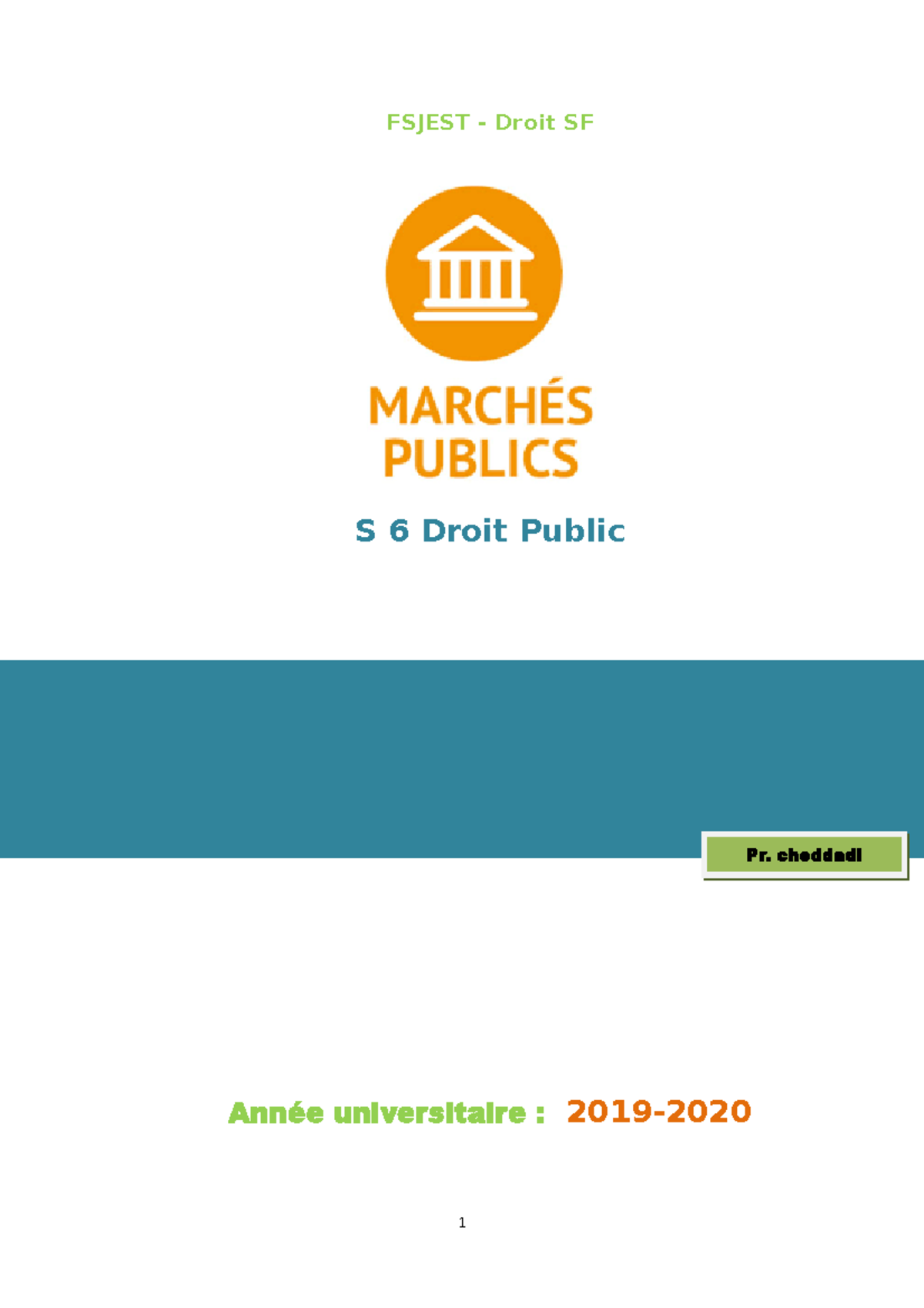 Marchés Publics au Maroc - Cours S6 Droit Public 2019 - Studocu
