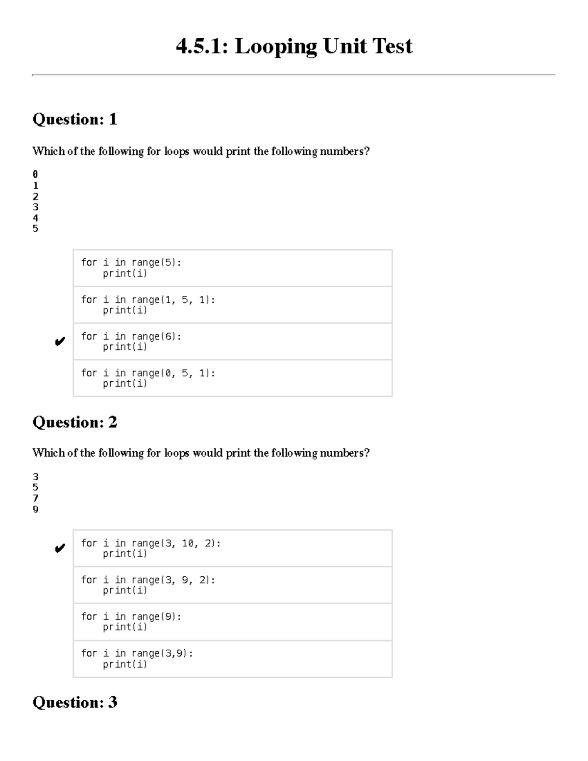 Programming Control Structures - CodeHS 4.5 Unit Test Solutions - Studocu
