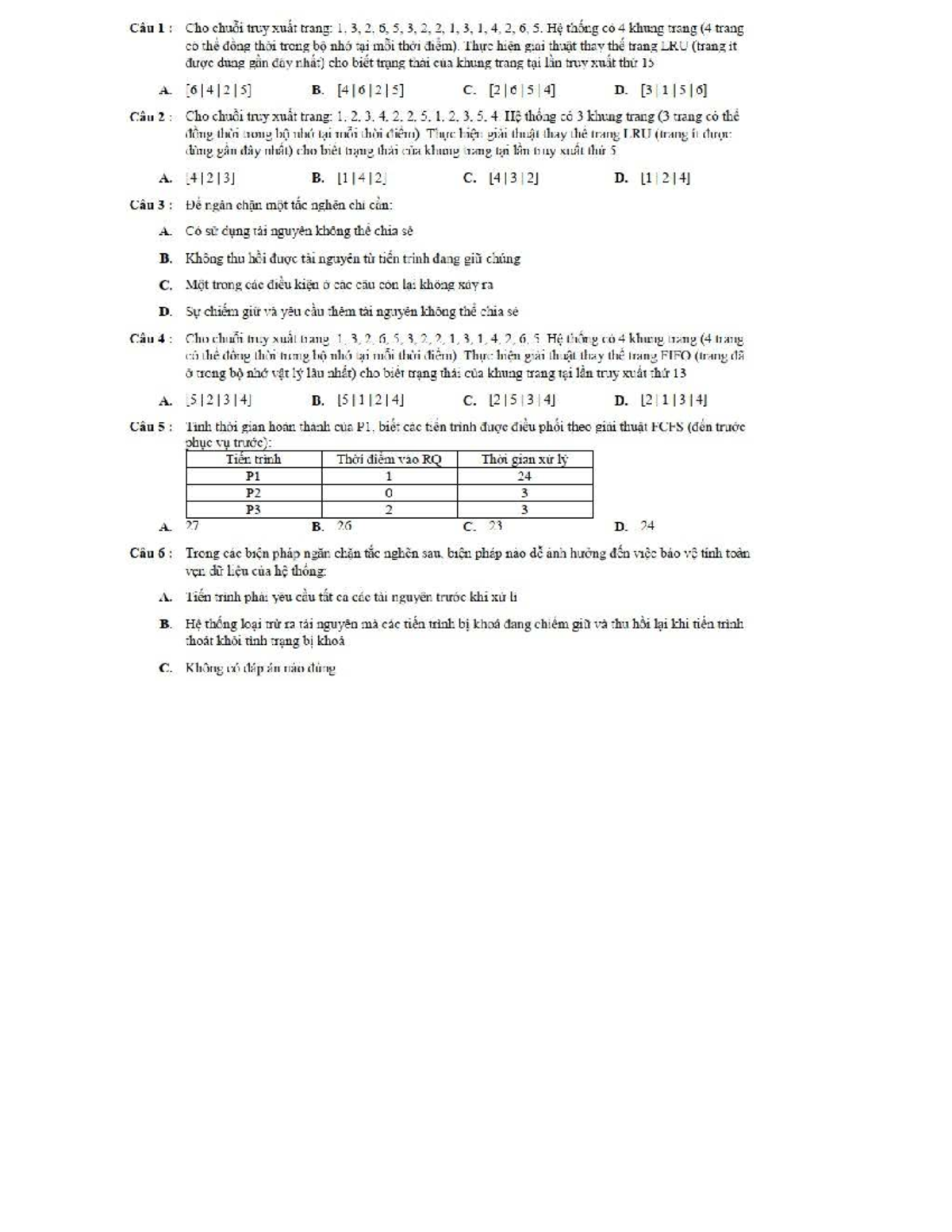 Giải thuật thay thế trang LRU và FIFO trong hệ thống quản lý bộ nhớ ...