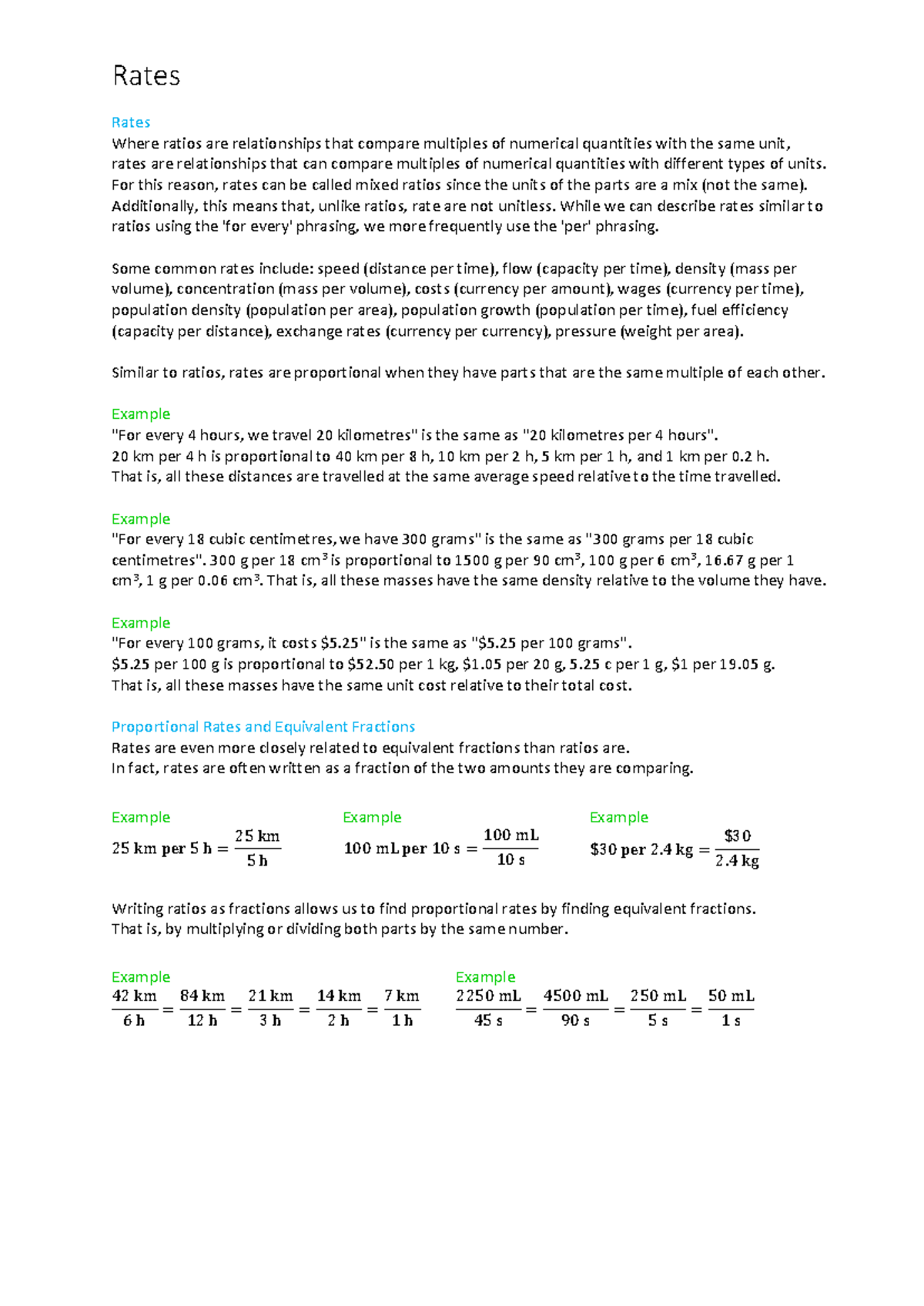 Rates and Their Applications - Foundation Math U3 - Studocu