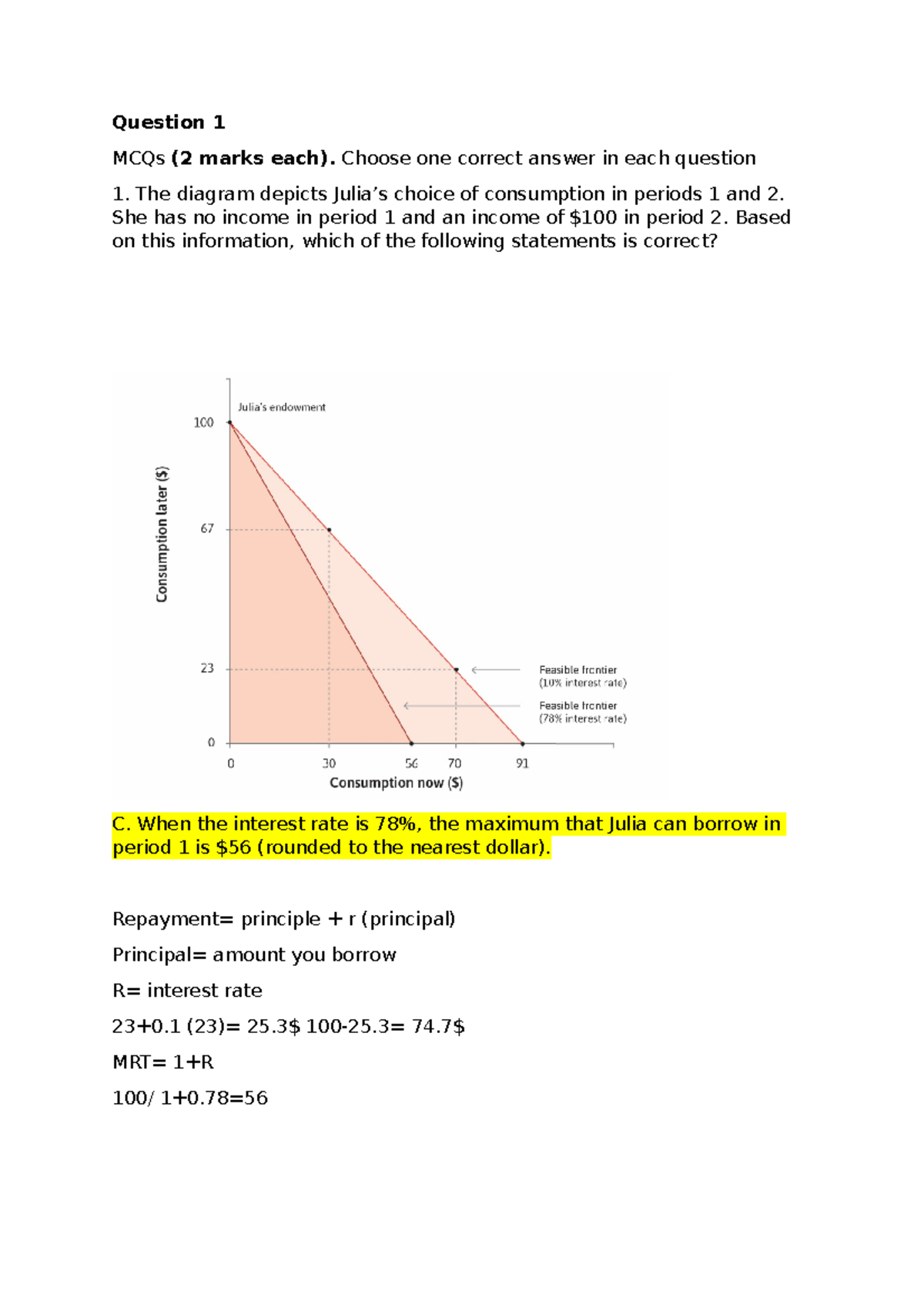 ECON 101 - HW 2: Consumption Choices and Financial Systems Analysis ...
