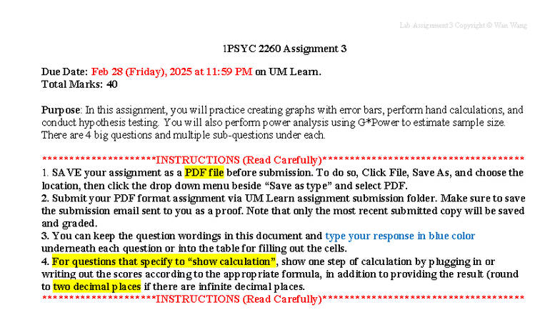 PSYC 2260 Lab Assignment 3: Graphs, Hypothesis Testing & Power Analysis ...
