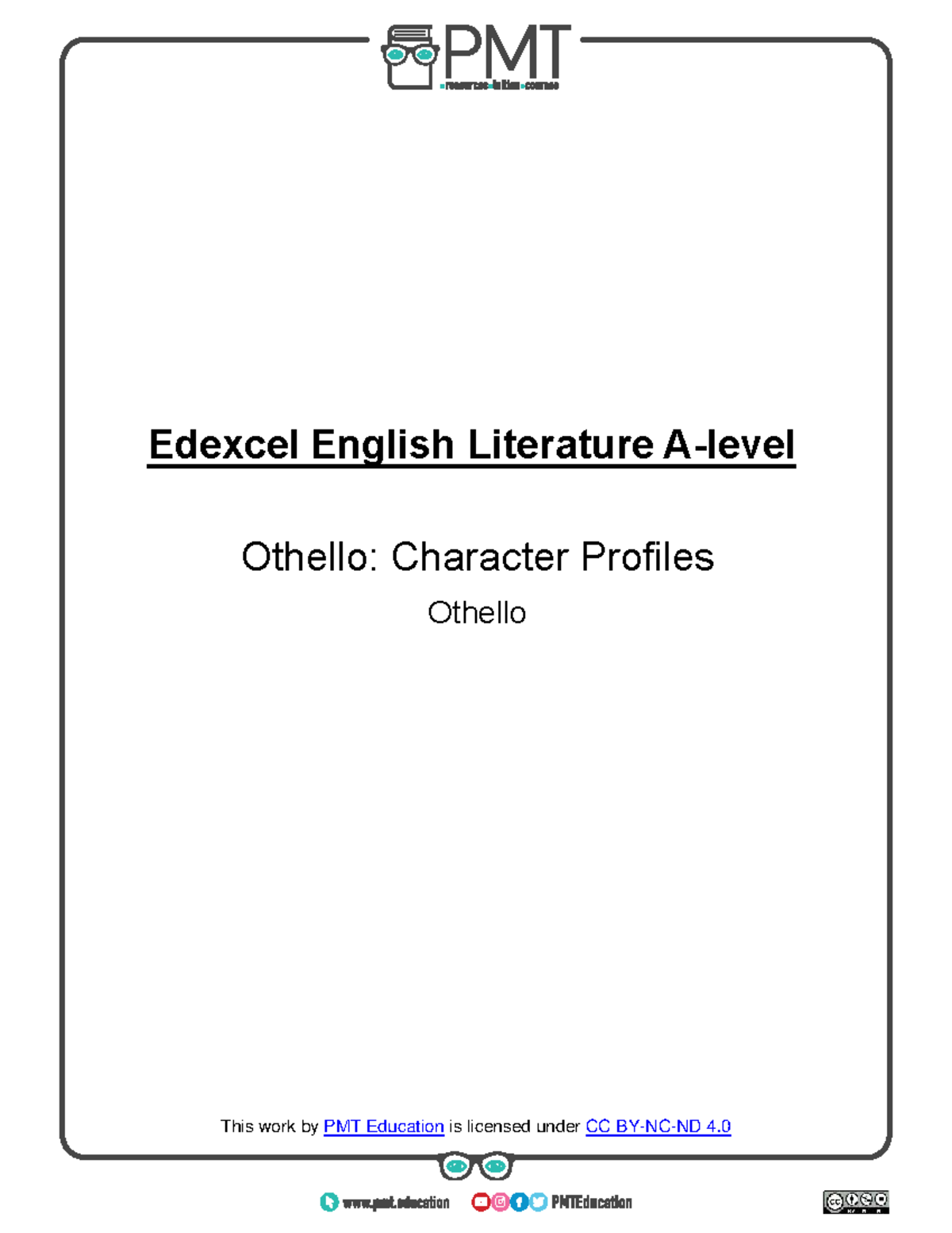Edexcel English Literature: Othello Character Profiles & Analysis - Studocu