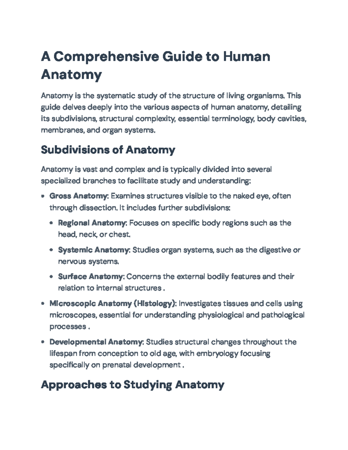 Comprehensive Guide to Human Anatomy: Structures and Systems - A ...
