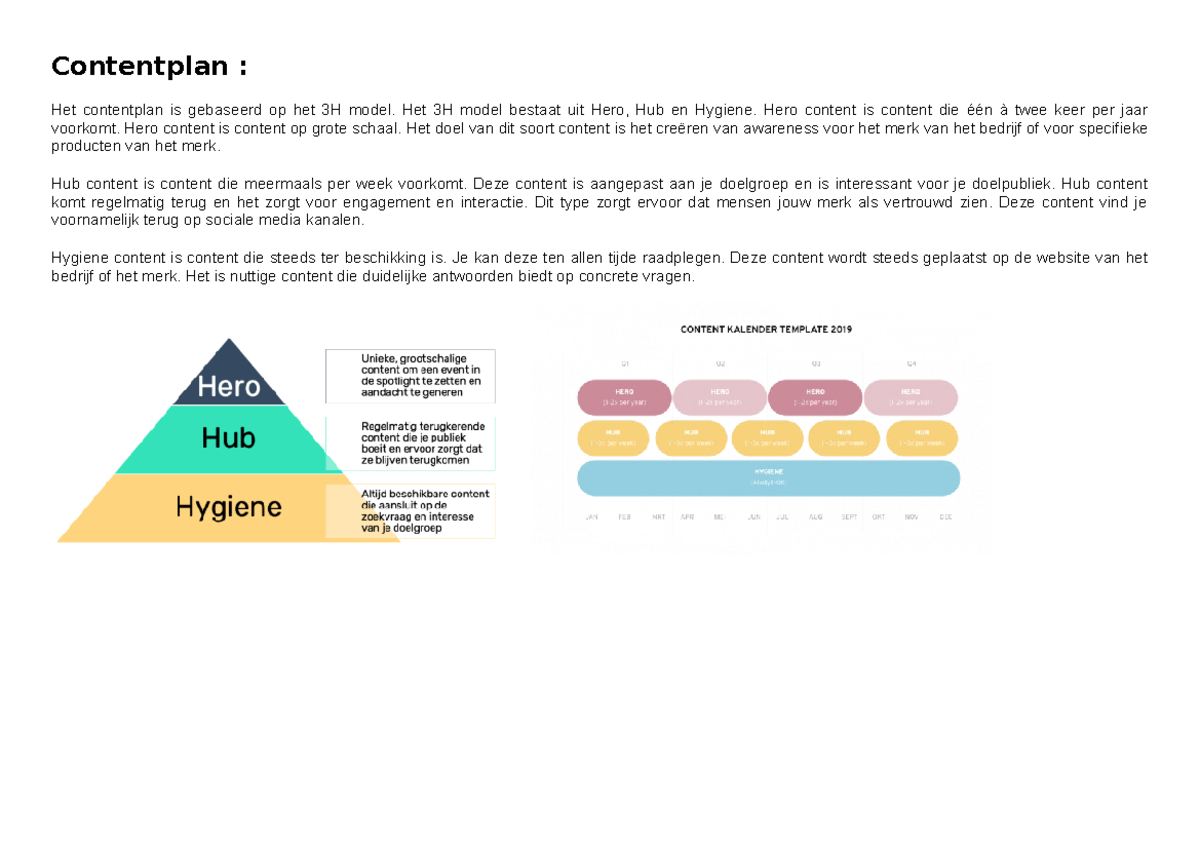 Contentplan volgens het 3H-model: Hero, Hub en Hygiene Content ...