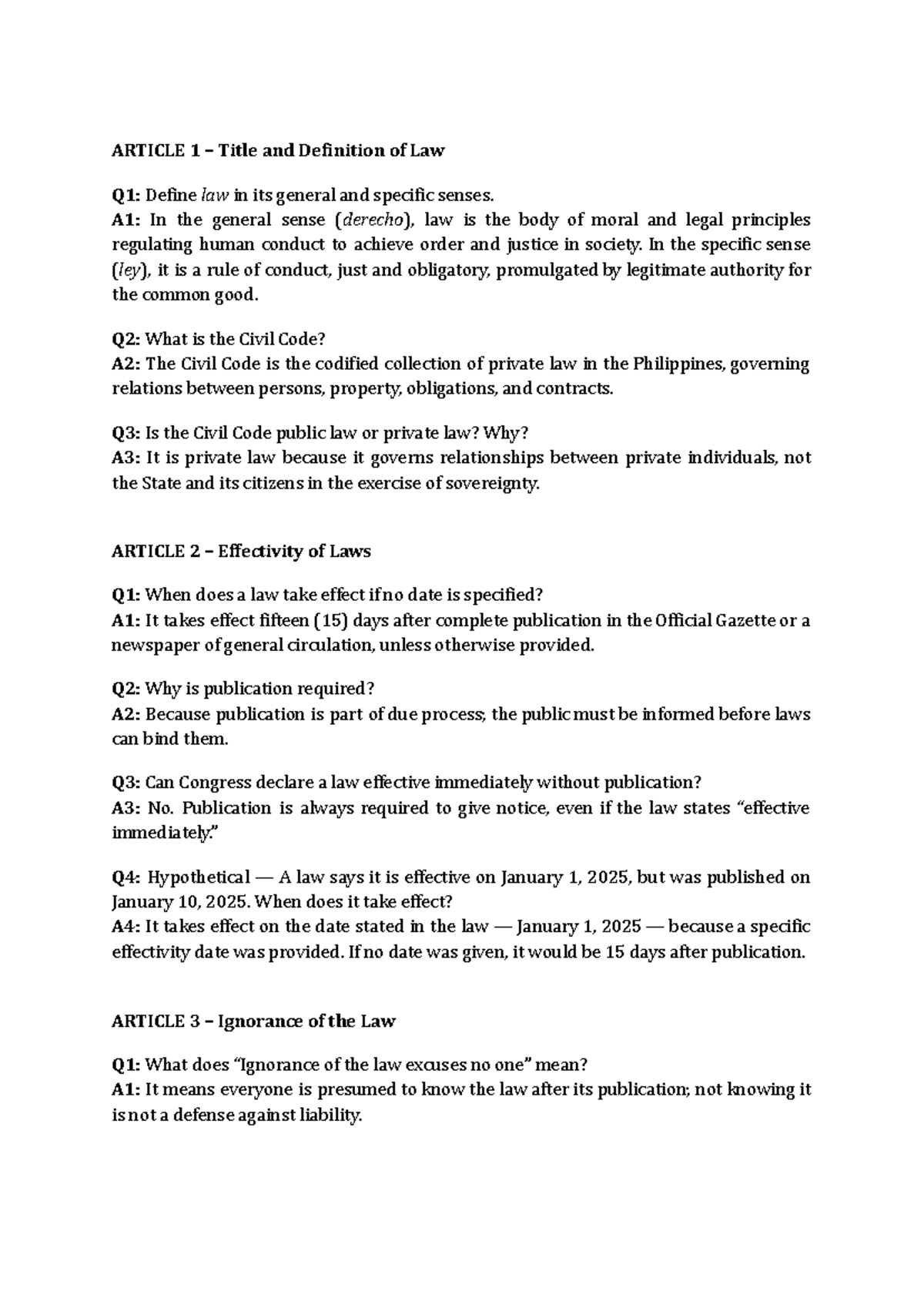 Introduction to Law (Notes) - Key Concepts and Definitions - Studocu