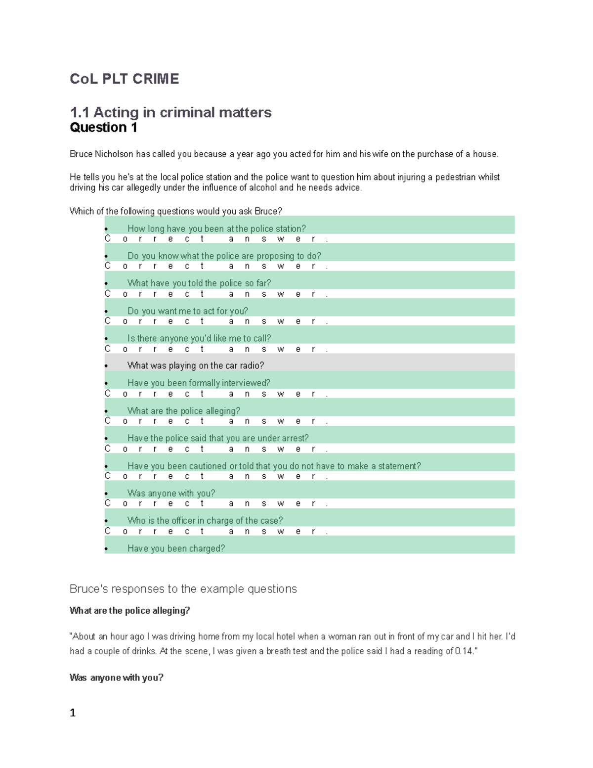 CoL PLT Crime Task 1: Rights and Elements in Bruce Nicholson's Case ...