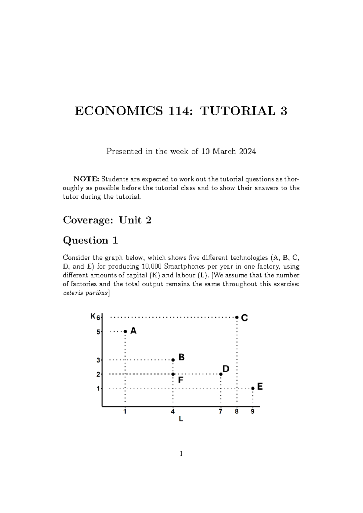 Tutorial 3 Student - ECONOMICS 114: TUTORIAL 3 Presented in the week of ...