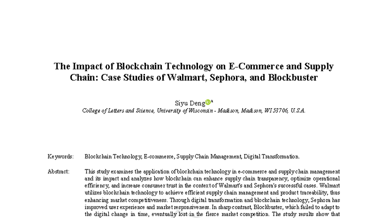 The Impact of Blockchain Tech on Supply Chain: Case Studies of Walmart ...