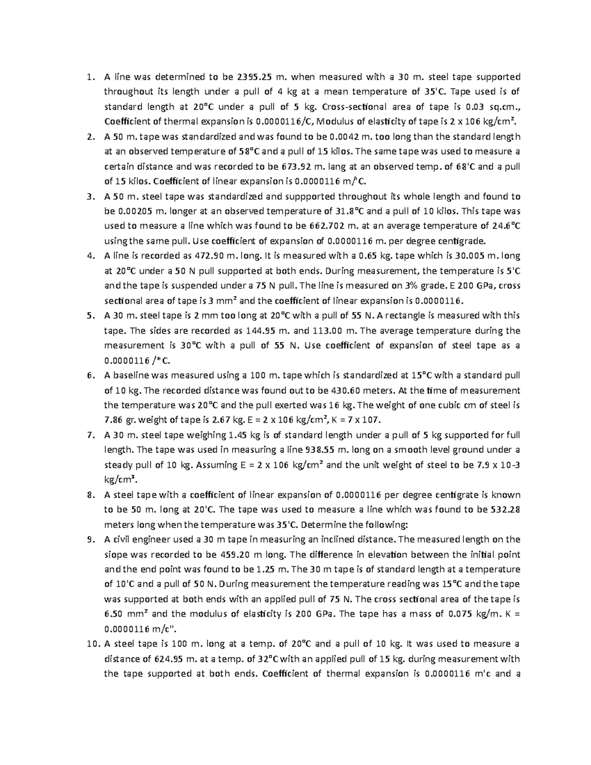 CE 215: Surveying Problems for Fundamentals of Surveying for Civil ...