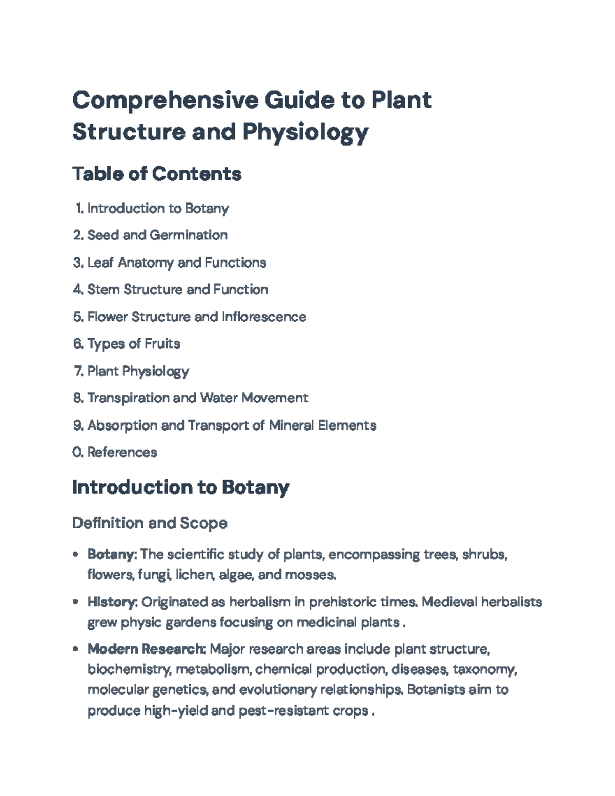 Comprehensive Study Notes on Botany: Structure & Physiology ...